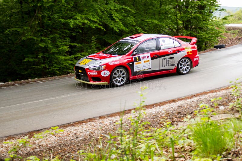 Mitsubishi Lancer Evo X on Miskolc Rally Hungary Editorial Photo ...