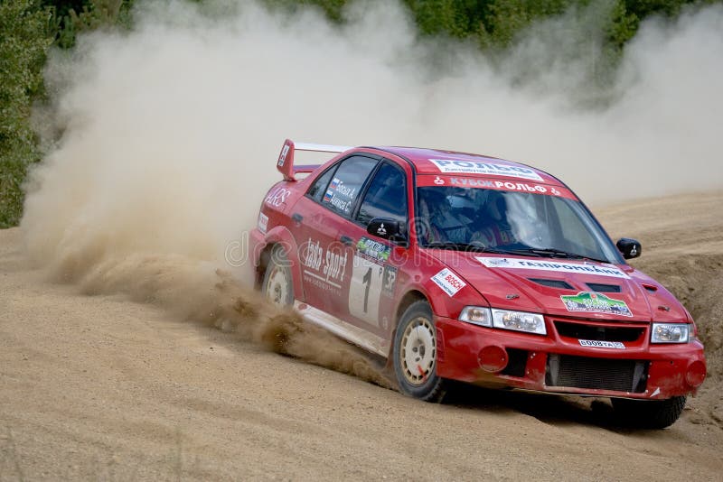 Red Rally Car Mitsubishi Lancer Editorial Stock Image - Image of vinose ...