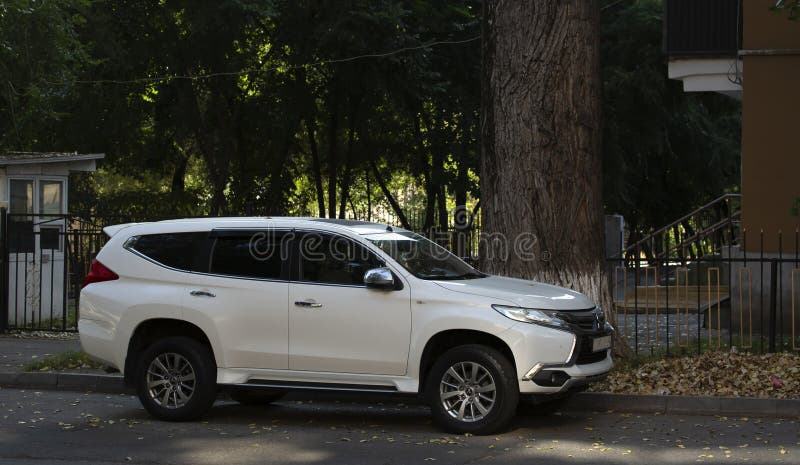 Mitsubishi White Crossover Car. Editorial Photography - Image of travel ...