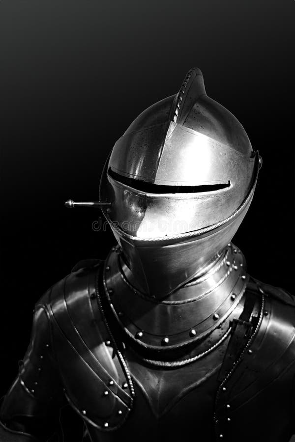 Mittelalterliche Ritter Armor Suit Helmet 3/4 Von Oben Stockfoto - Bild ...
