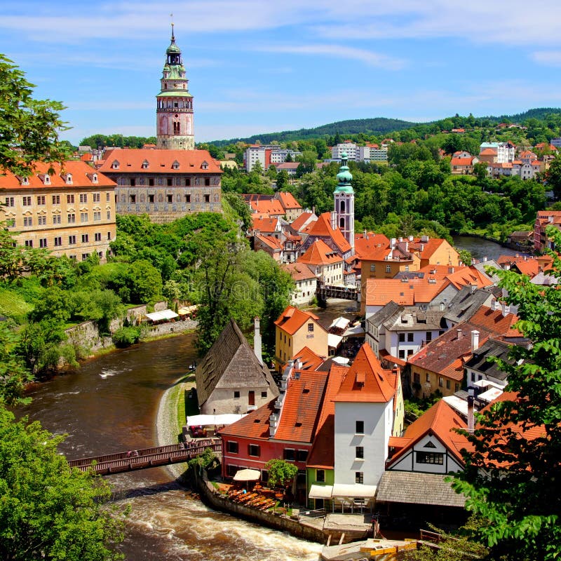 Mittelalterliche Tschechische Stadt Von Cesky Krumlov Stockbild - Bild ...