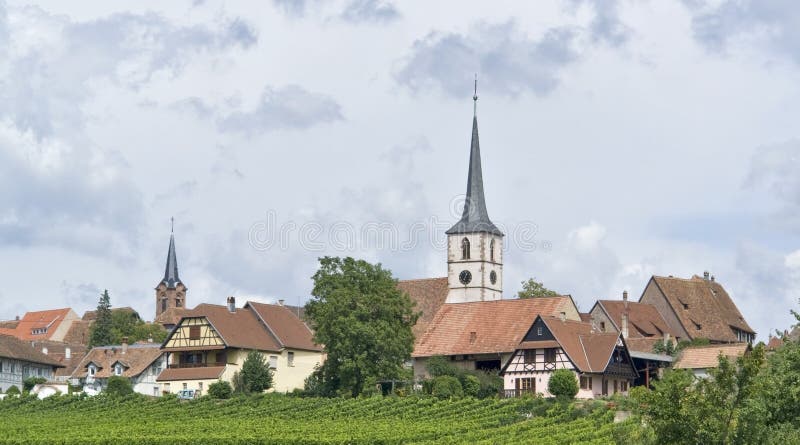 Vineyard and the Village Mittelbergheim, France Stock Image - Image of ...