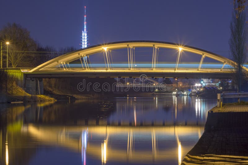 Mittelland Canal stock image. Image of night, industry - 51551793