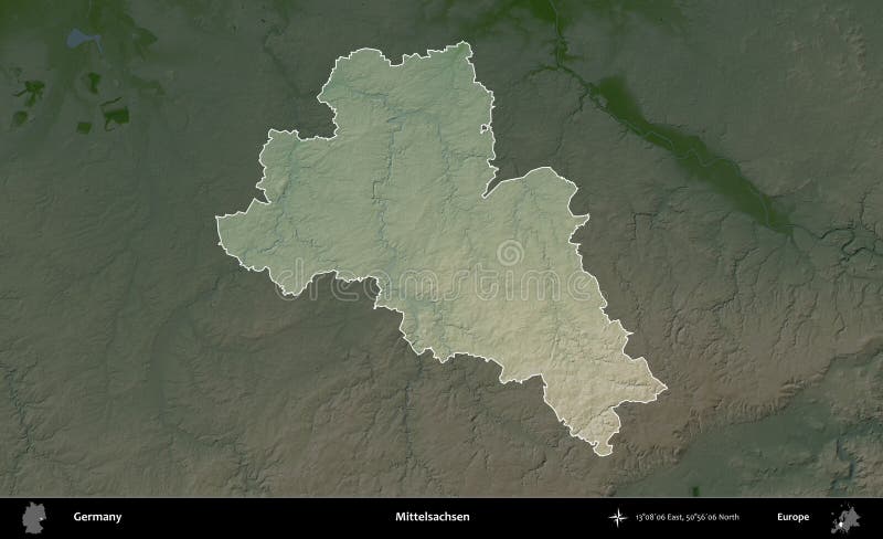 Mittelsachsen Highlighted, Germany. Physical Stock Illustration ...