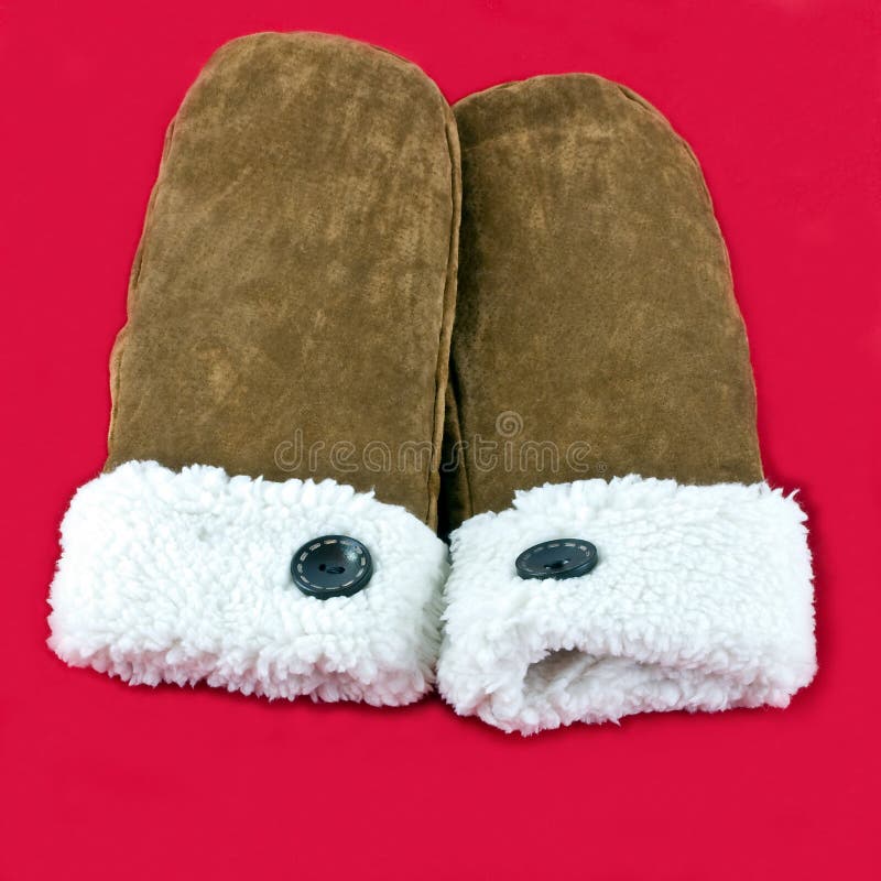 Warm suede mittens stock image. Image of hand, warming - 27240529