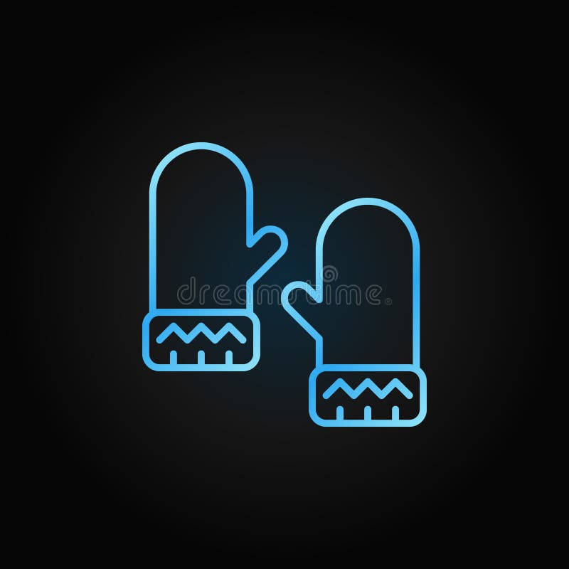Mittens Blue Linear Vector Icon on Dark Background Stock Vector ...
