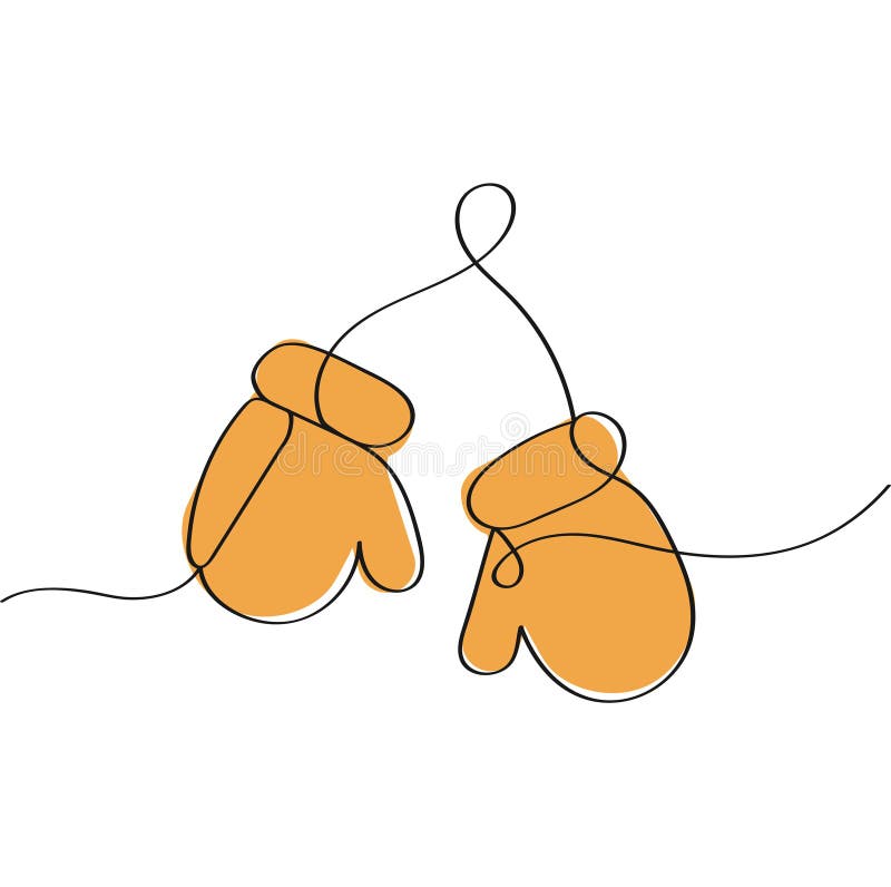Mittens Drawn in One Line Style. Winter Knitted Accessories Stock ...