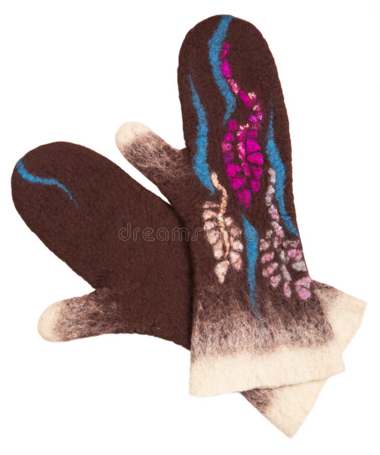 Mittens from felted wool stock photo. Image of decorative - 72580192