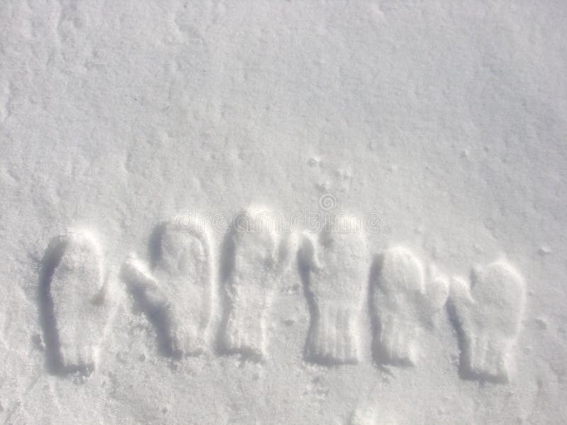 Mittens in Fresh Clean Snow Stock Image - Image of children, child ...