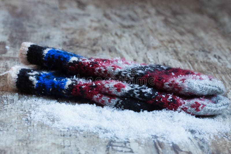 Mittens with Pattern in the Snow Stock Photo - Image of mitten, gift ...