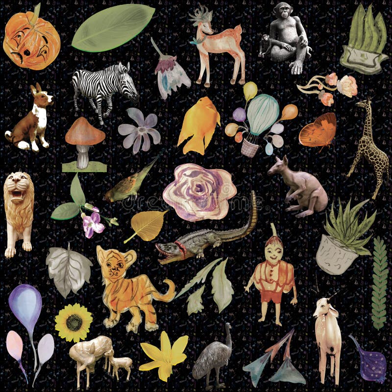 Mix Animals Seamless Pattern Art Work Stock Illustration - Illustration ...