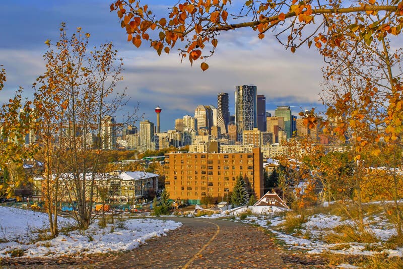 Autumn Winter Pathway To Downtown Calgary Stock Photo - Image of ...