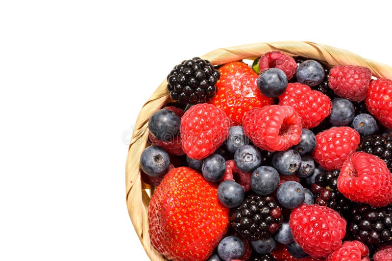 Mix Berries Top View Isolated Stock Photo - Image of open, view: 53538006