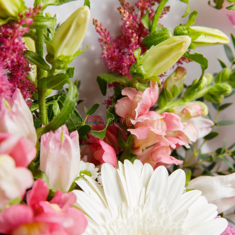 Mix Bouquet of Daisies, Lilies, Roses and Exotic Stock Image - Image of ...