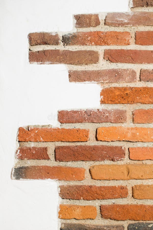 Mix of Brick and Plaster Wall Background Stock Photo - Image of tile ...
