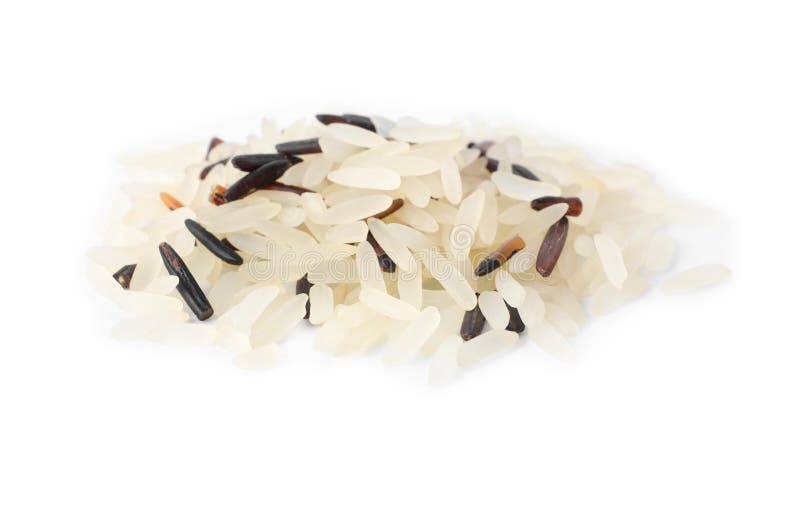 Mix of Brown and Polished Rice on White Stock Photo - Image of natural ...