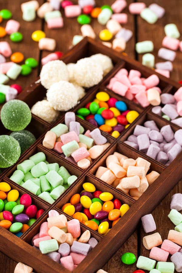 Mix Candies Sweets Wooden Box Stock Photos - Free & Royalty-Free Stock ...