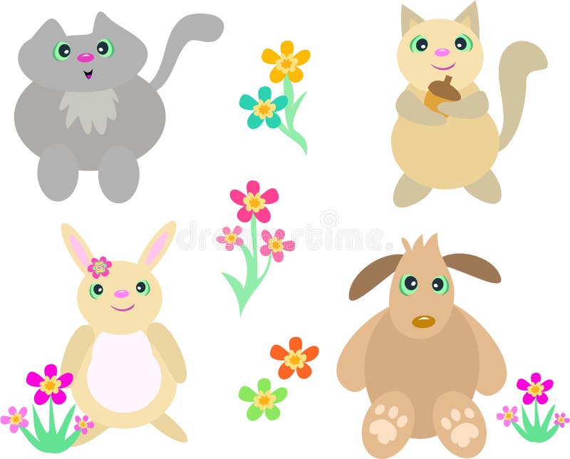 Silhouettes of a Cat, Dog and Rabbit Stock Vector - Illustration of ...