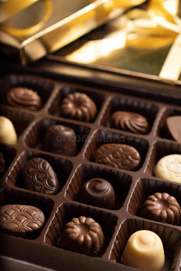 Mix of chocolates in a box stock photo. Image of food - 220959242