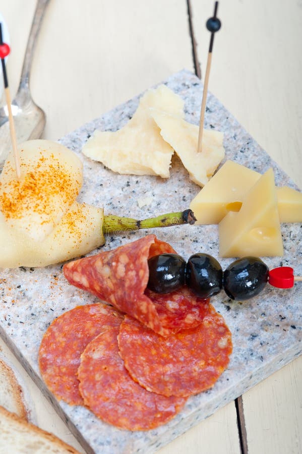 Mix Cold Cut on a Stone with Fresh Pears Stock Image - Image of ...