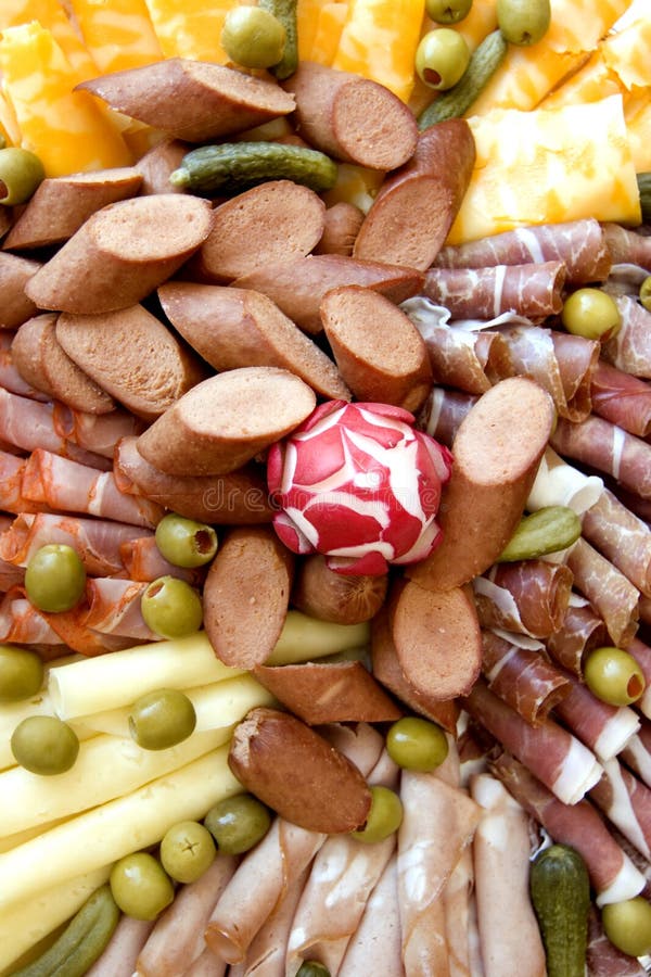 Mix of Cold Cuts Meat and Cheese Stock Photo - Image of slice, plate ...