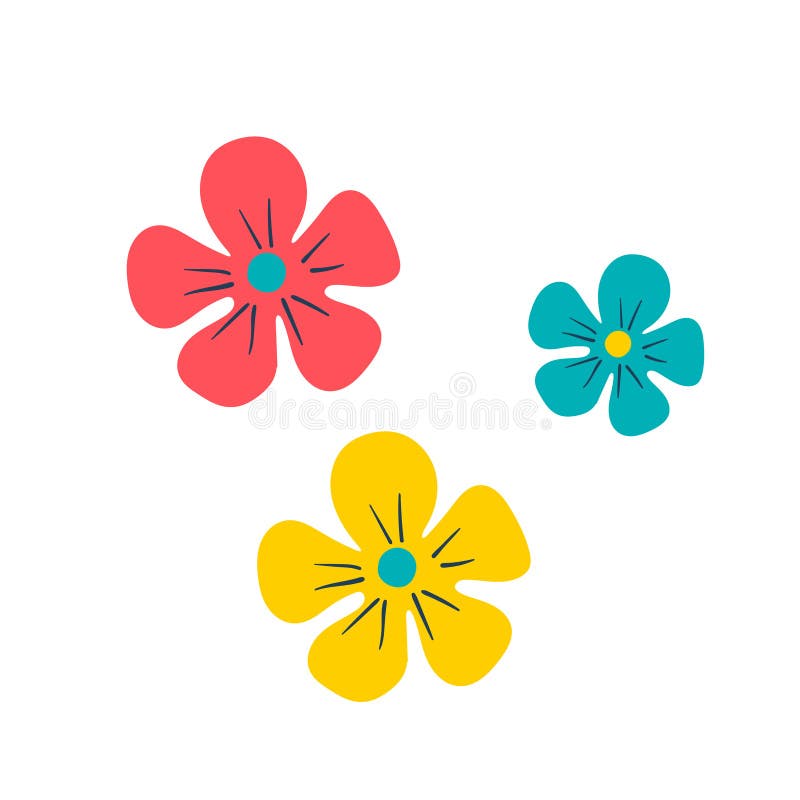 Mix Color Flower Design Vector Flat Objects Stock Illustration ...