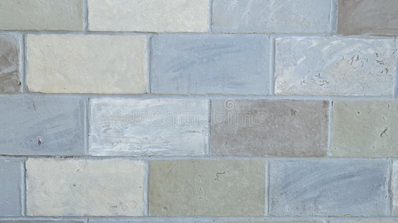 Mix of Colored Cement Center Block Wall. Stock Image - Image of pattern ...