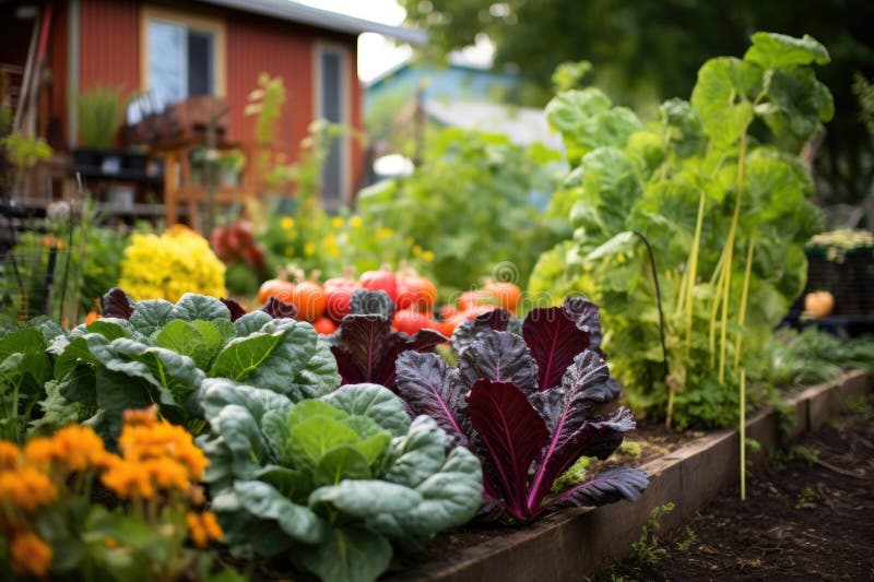 Mix of Colorful, Varied Vegetables on Community Garden Plot Stock Photo ...