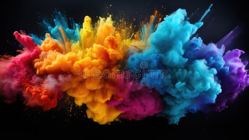 Mix Colors Explosion of Smoke Rainbow Holi Powder Black Horizontal ...
