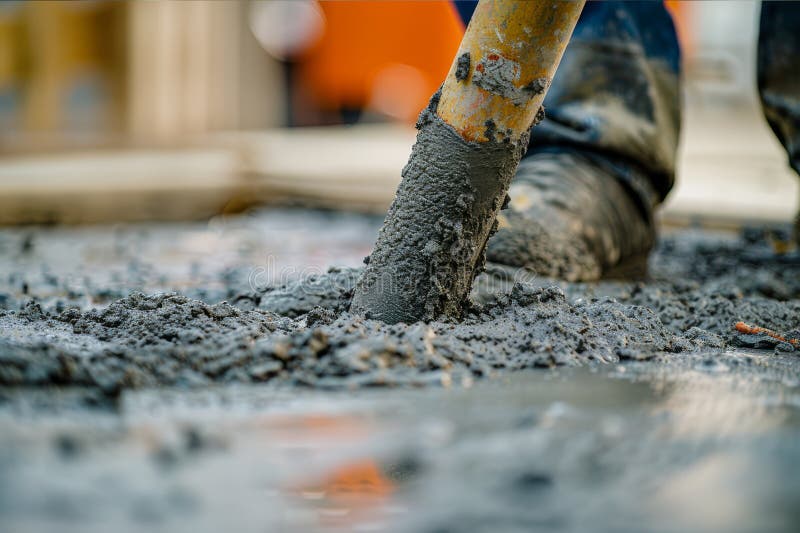 A Mix of Concrete Being Carefully Leveled on the Ground, Showcasing the ...