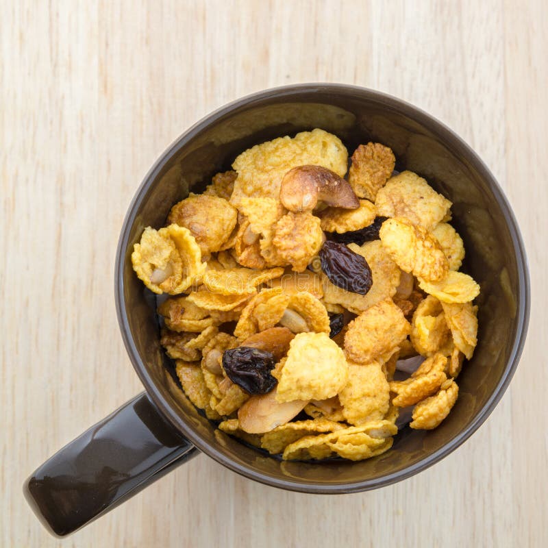 Mix Corn Flakes Cereal Snack Menu Stock Image - Image of closeup ...