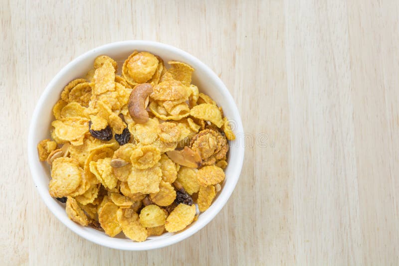 Mix Corn Flakes Cereal Snack Menu Stock Photo - Image of flake, wooden ...
