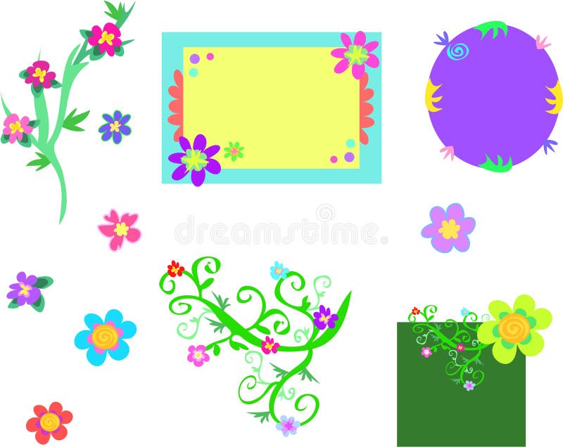 Mix of Decorated Message Boards and Flowers Stock Vector - Illustration ...