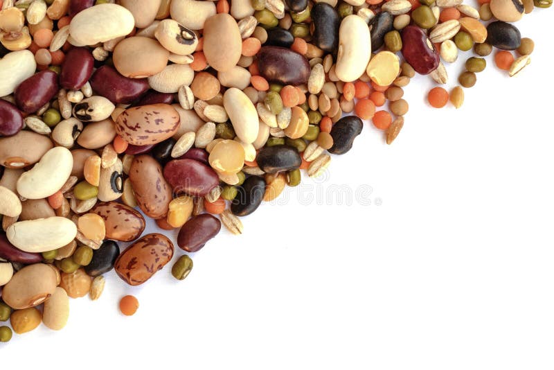 Mix of Different Beans Isolated on White Background. Copy Space Stock ...