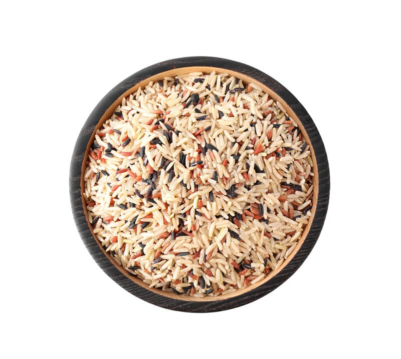 Mix of Different Brown Rice Isolated on White, Top View Stock Image ...