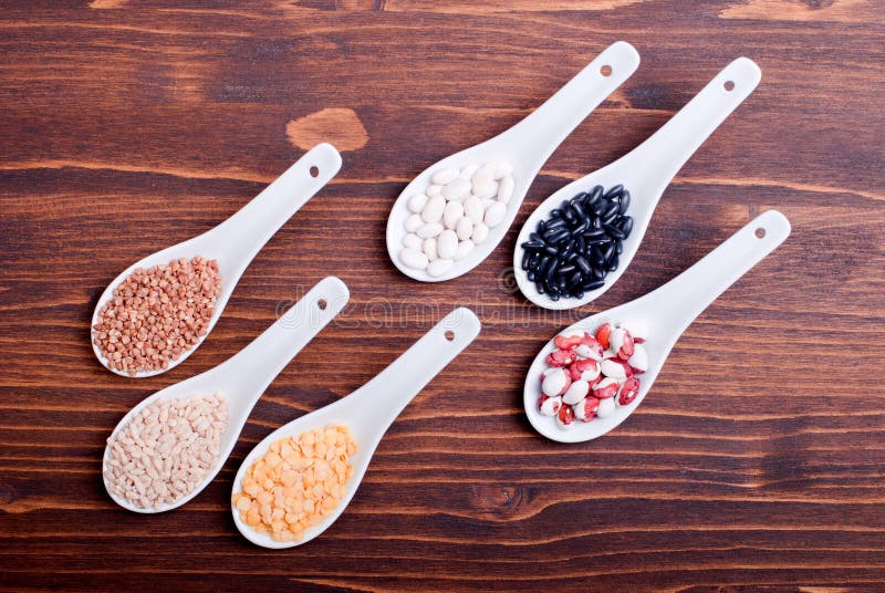 Mix of Different Cereals on the Board Dietetic Food Stock Photo - Image ...