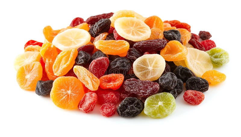 Mix of Different Dried Fruits Isolated on White Stock Image - Image of ...