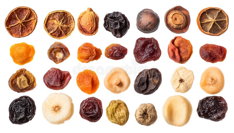 Mix of Different Dried Fruits Isolated on White Stock Photo - Image of ...