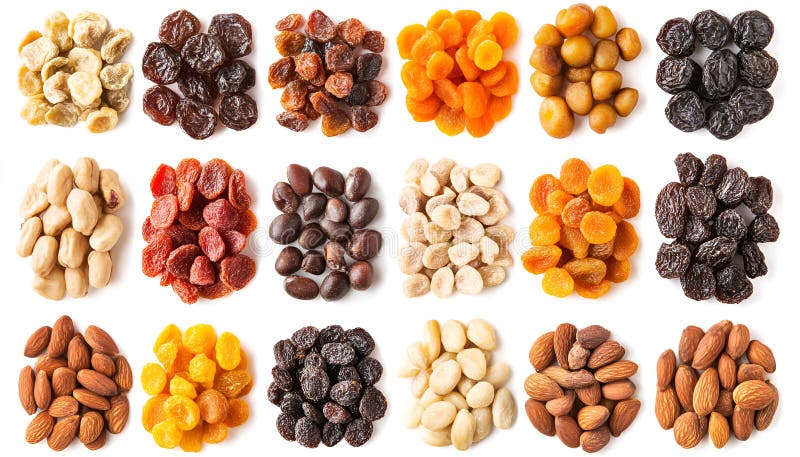 Mix of Different Dried Fruits Isolated on White Stock Photo - Image of ...