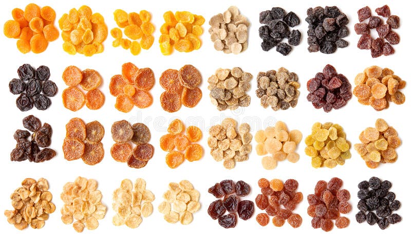 Mix of Different Dried Fruits Isolated on White Stock Image - Image of ...