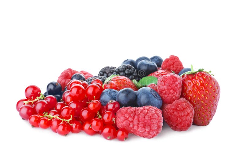 Mix of Different Fresh Berries on White Stock Image - Image of organic ...