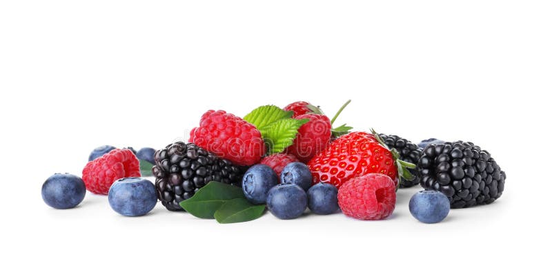 Mix of Different Fresh Berries Isolated Stock Photo - Image of group ...
