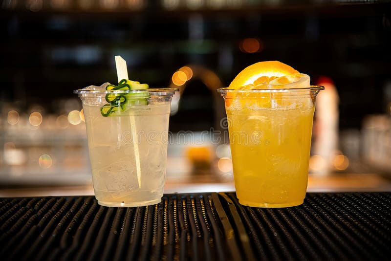 Fresh Cocktails on a Bar Counter Stock Image - Image of juicy, color ...