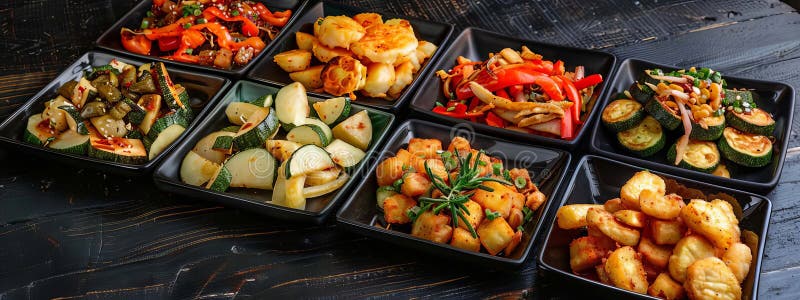 Mix of Different Fried Vegetables on a Plate , Generative AI, Stock ...