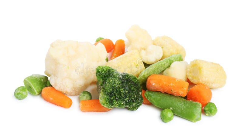 Mix of Different Frozen Vegetables Isolated on White Stock Image ...