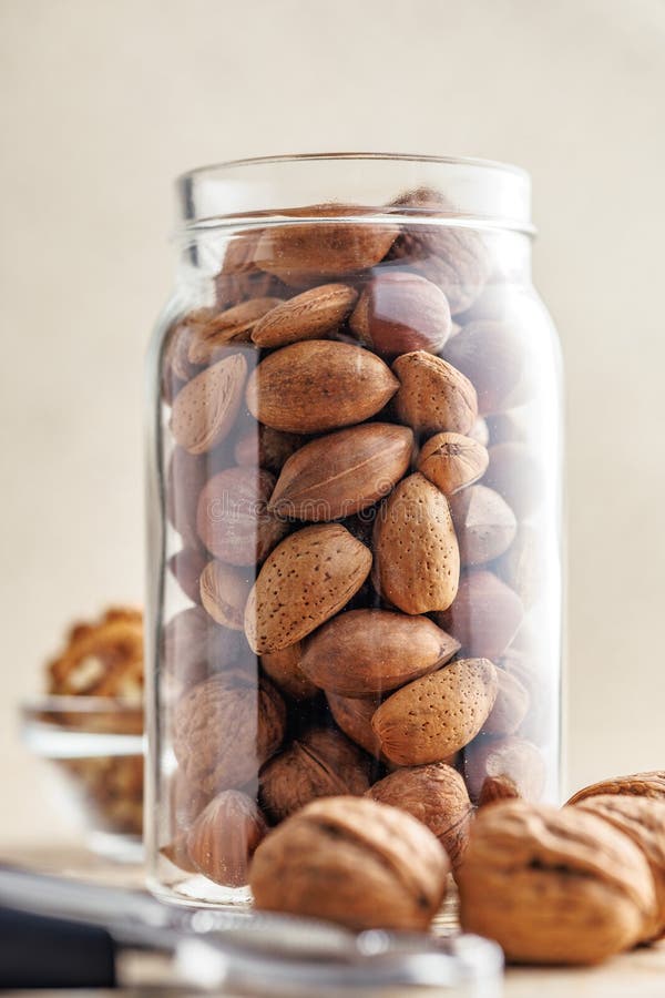 A Mix of Different Nuts in Jar Stock Image - Image of closeup, fruit ...