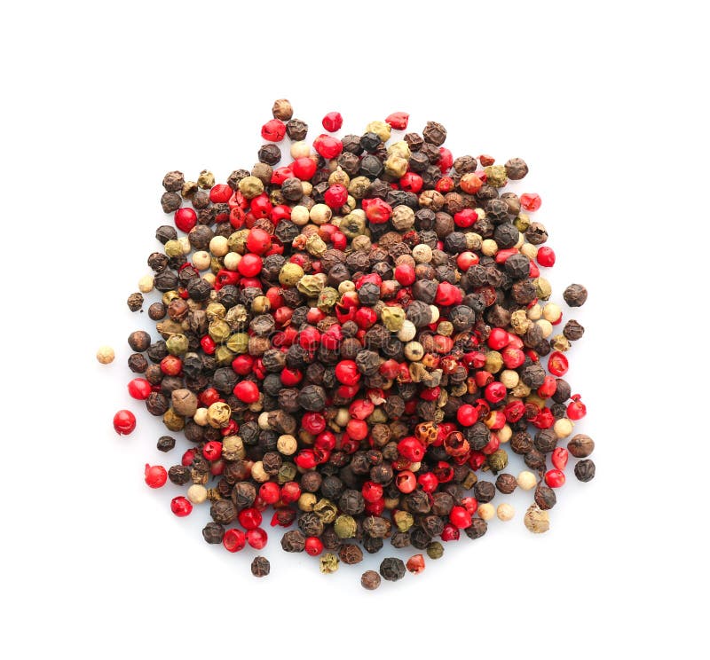 Mix of Different Pepper Grains on White Background Stock Image - Image ...
