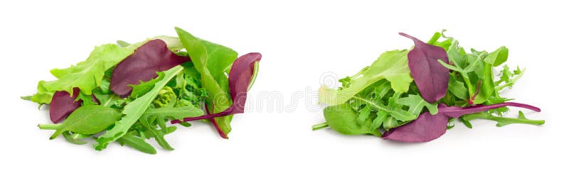 Mix of Different Salads Isolated on White Background. Top View Stock ...