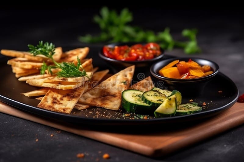 Mix of Different Snacks and Appetizers on a Plate Stock Photo - Image ...