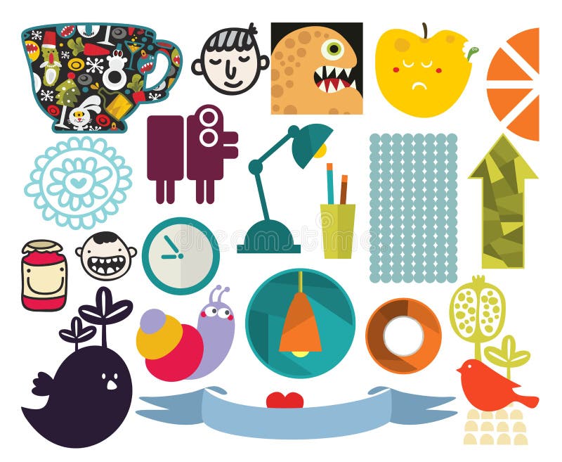 Mix of Different Vector Images. Vol.72 Stock Vector - Illustration of ...